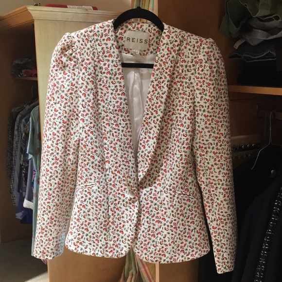 Reiss | Jackets & Coats | Reiss Blazer Red Pink And Green Flowers ...